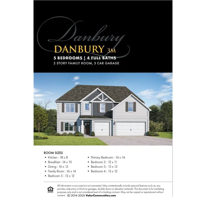 Danbury 3-M Floorplan Details - Valor Communities New Homes for Sale