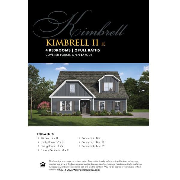Kimbrell II 1 Floorplan Details - Valor Communities New Homes for Sale